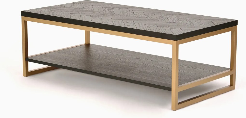 Konferenční stolek Seville 120 cm z masivu černý/zlatý
