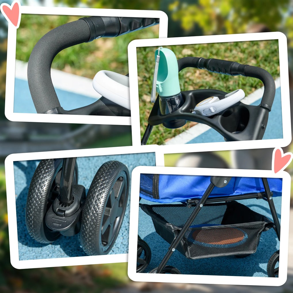 PawHut kočárek pro psy kočárek pro psy se skládací funkcí Kočárek pro malé psy a kočky kočárek pro kočky Oxford Blue 67 x 45 x 96 cm | Aosom