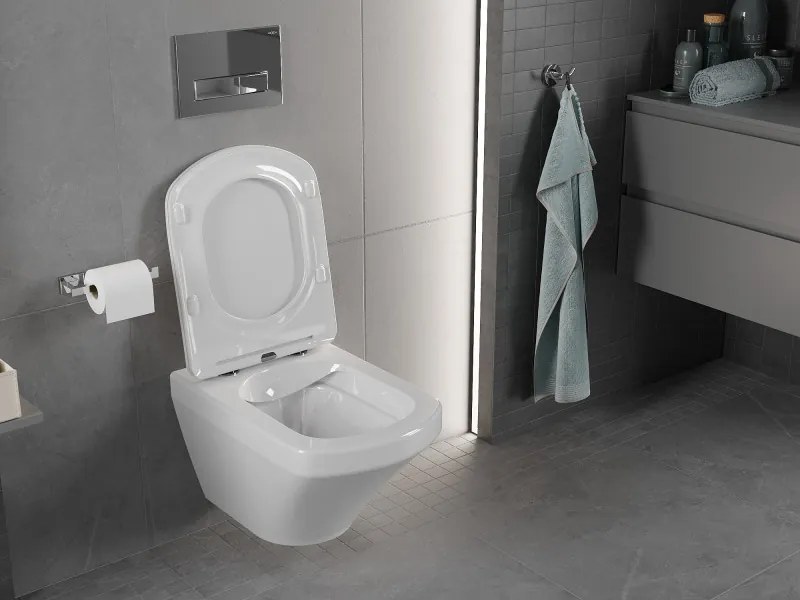 Mexen Vito, závěsné WC Rimless 54,5 x 37 cm s pomalu padajícím sedátkem z duroplastu, bílá, 30174000