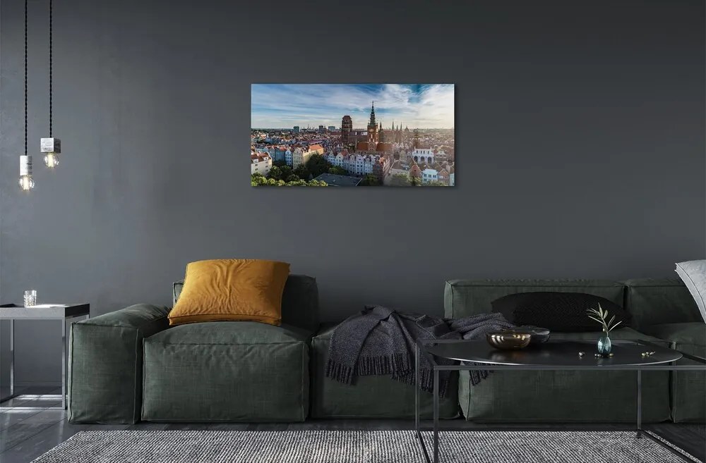 Obraz na skle Gdańsk Panorama kostel 140x70 cm