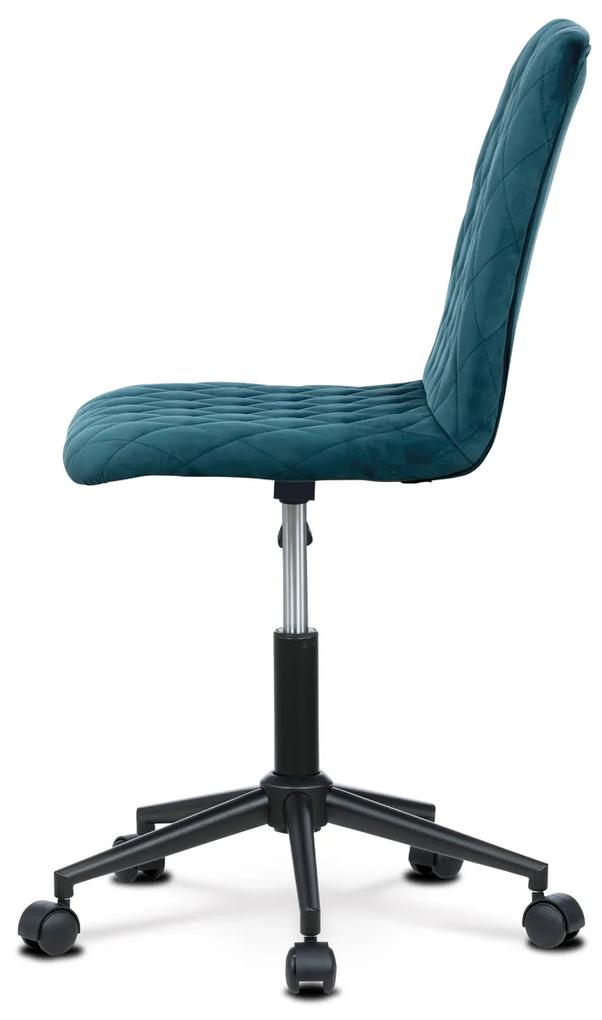 Kancelářská židle dětská, potah modrá sametová látka, výškově nastavitelná - KA-T901 BLUE4