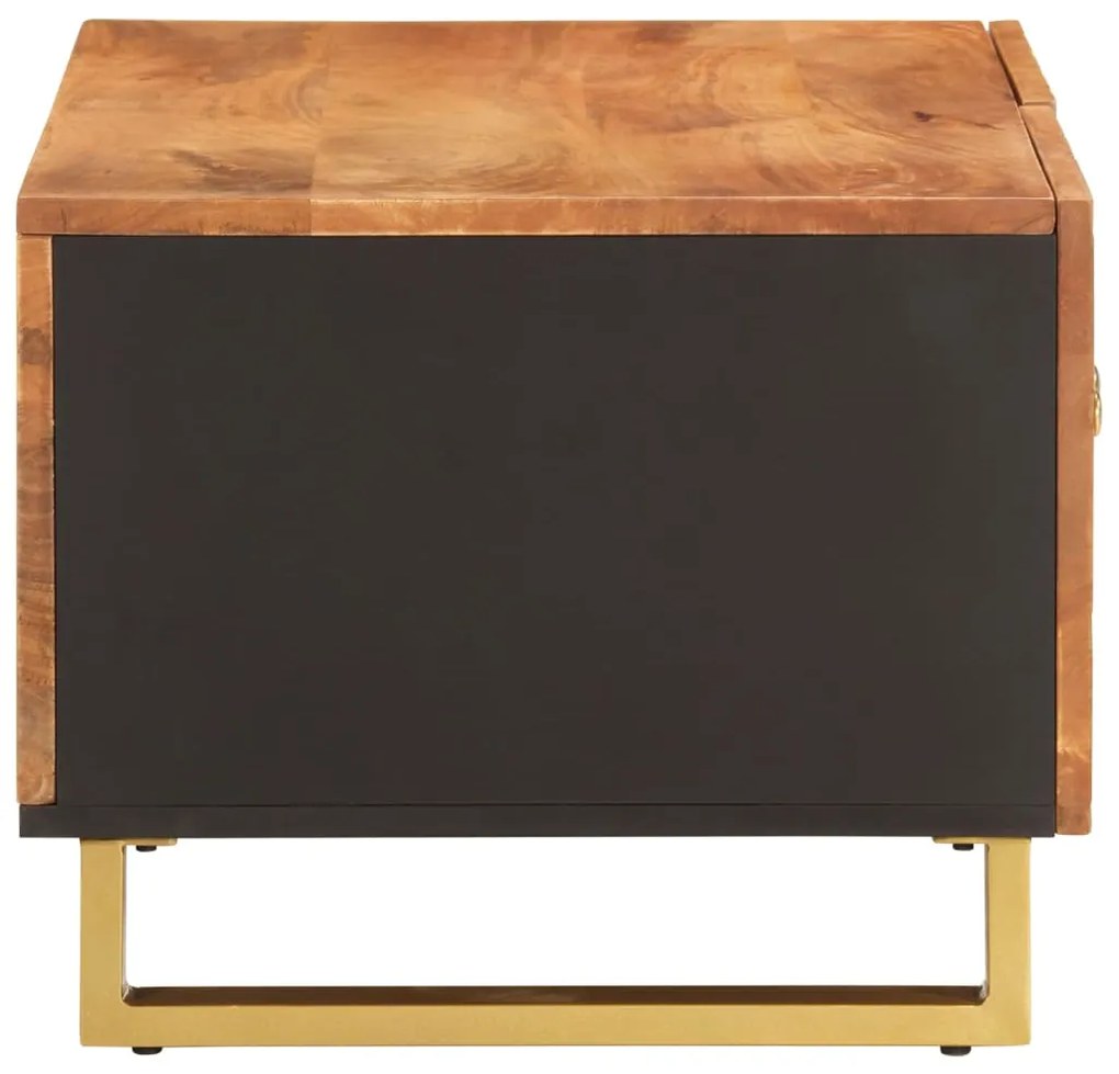 Konferenční stolek hnědý a černý 80x50x40 cm masivní mangovník - Default Title