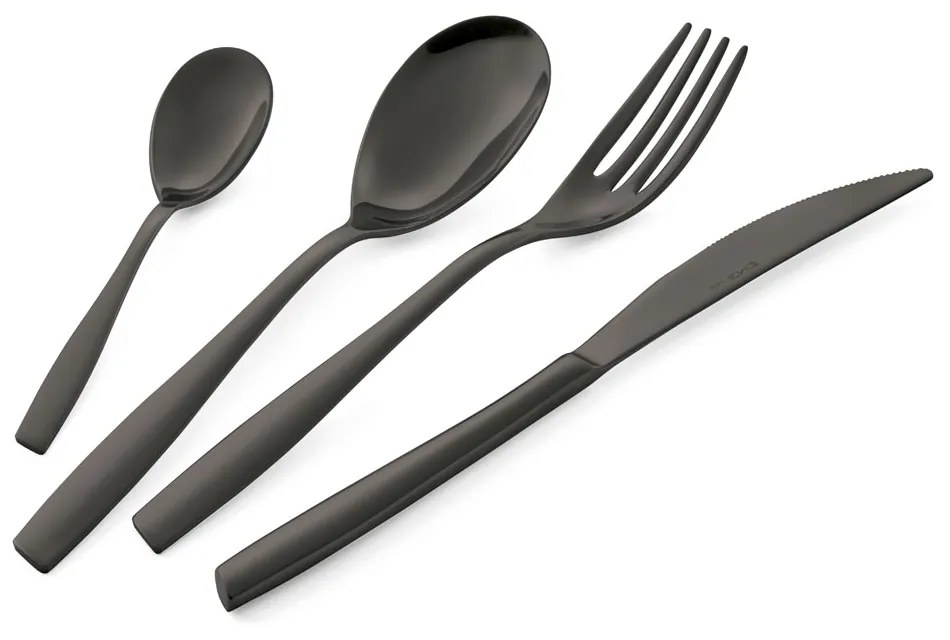 Eme Cutlery Ltd. Černý jídelní příbor ELEVEN - 24 dílná sada