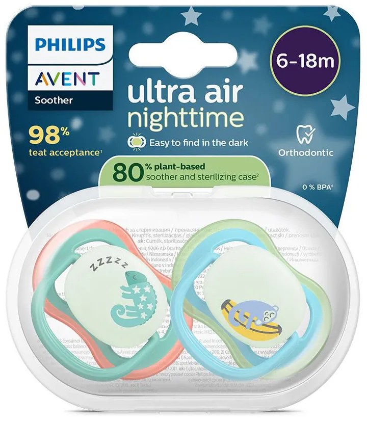 PHILIPS AVENT Šidítko Ultra air noční 6-18 m chlapec, 2 ks Philips Avent