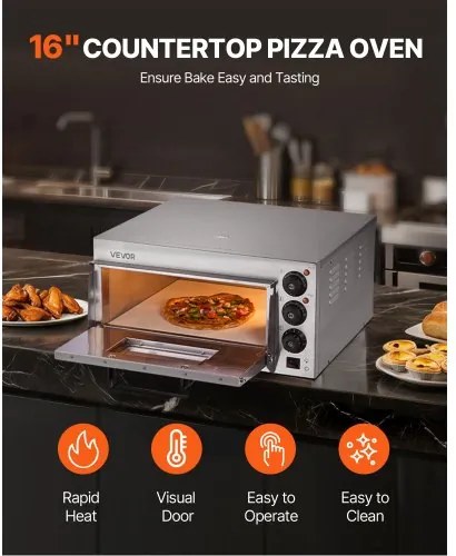 Komerční stolní pizza pec Elektrická trouba na pizzu pro 40,6 cm pizzu uvnitř