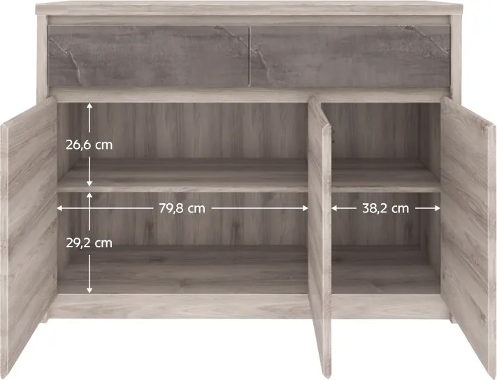 Komoda 3D2S, kaštan nairobi/onyx, JESI NEW