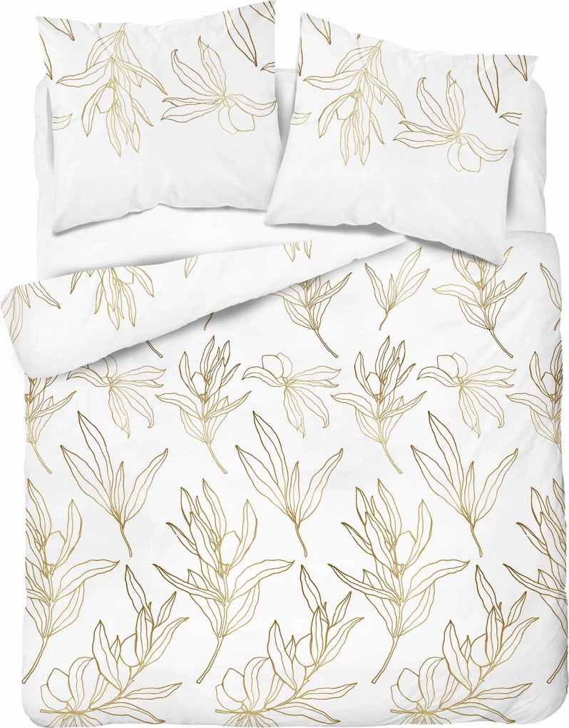 Povlečení 160X200 Bavlněný Satén Listy 4448B