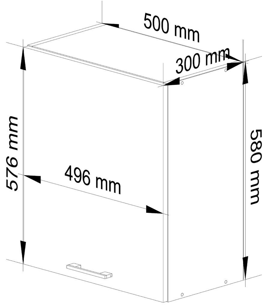 Horní kuchyňská skříňka Ozara W50 H580 (bílá). 1069451