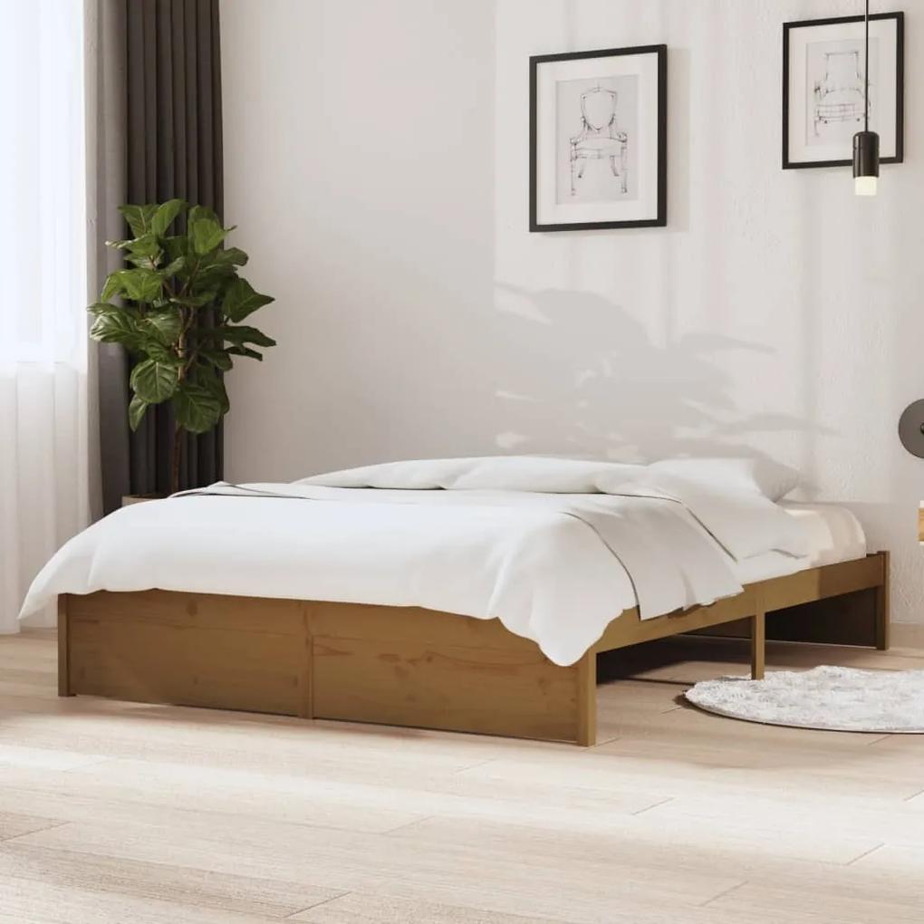 Rám postele medově hnědý masivní dřevo 140 x 200 cm,  814952