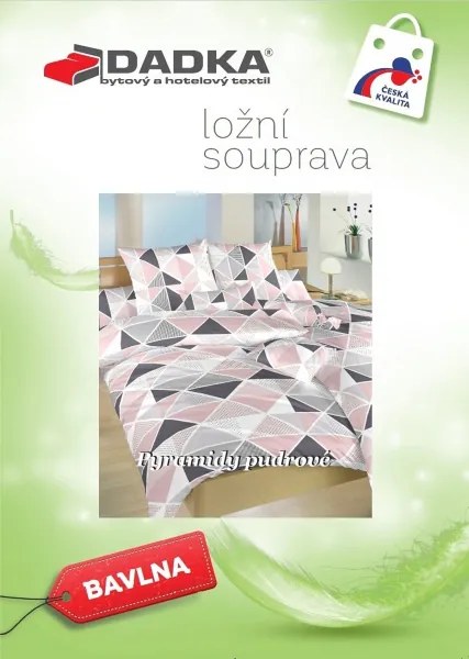 DADKA Povlečení bavlna Pyramidy pudrové 240x220, 2x70x90 cm