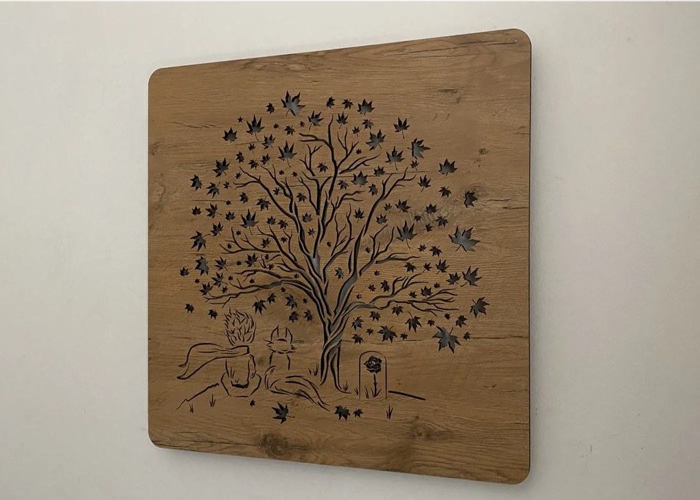 Li-Go "Malý princ" světelný obraz s baterií 62x62cm varianta: ovládání na obraze bez dálkového ovladače, provedení: dub světlý
