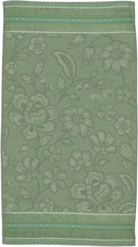 Pip Studio ručníky z bavlněného froté Jasmine Jacquard, zelený (Luxusní ručníky z bavlněného froté v designu Jasmine Jacquard v zelené barvě)