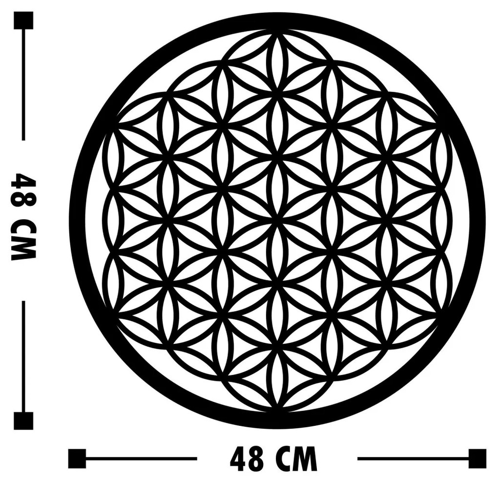 Nástěnná kovová dekorace FLOWER OF LIFE černá