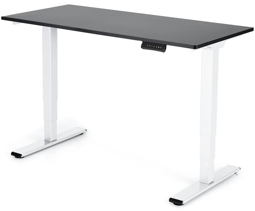 Výškově nastavitelný stůl Liftor 3segmentové nohy bílé,   deska 1380 x 650 x 25 mm černý dekor