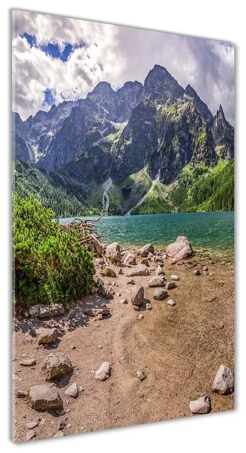 Wallmuralia Foto obraz skleněný svislý Jezero v horách 70x140 cm
