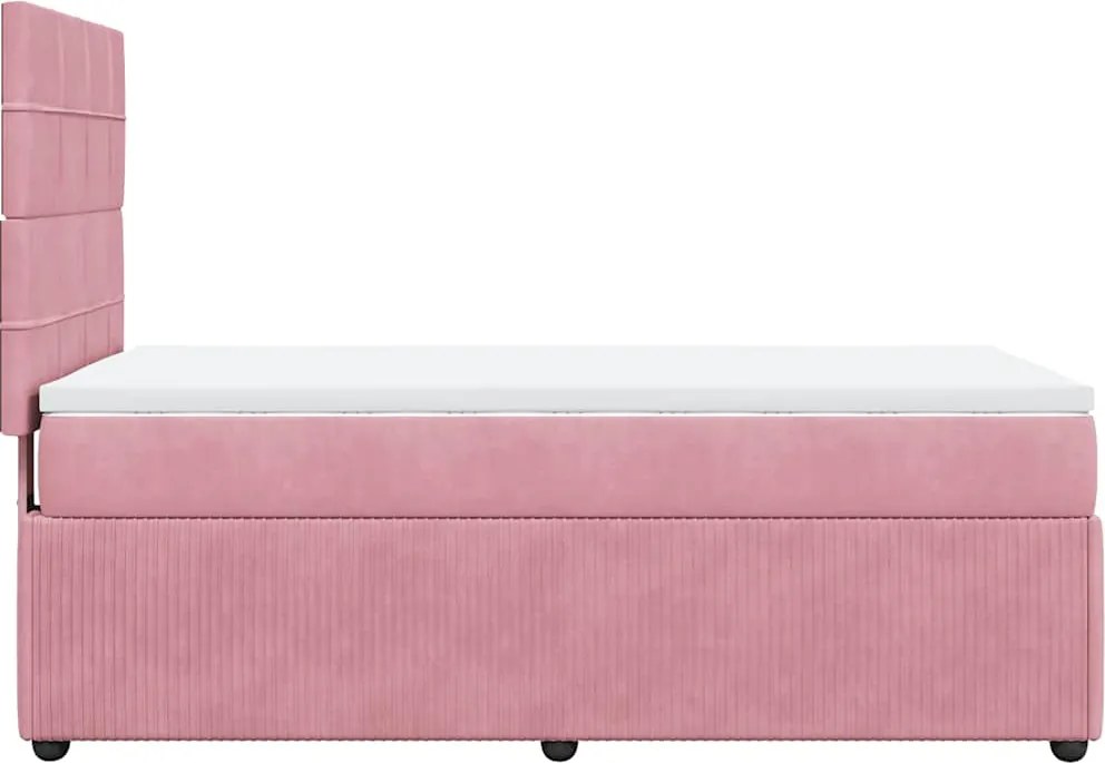 Box spring postel s matrací růžová 80 x 200 cm samet 3294495