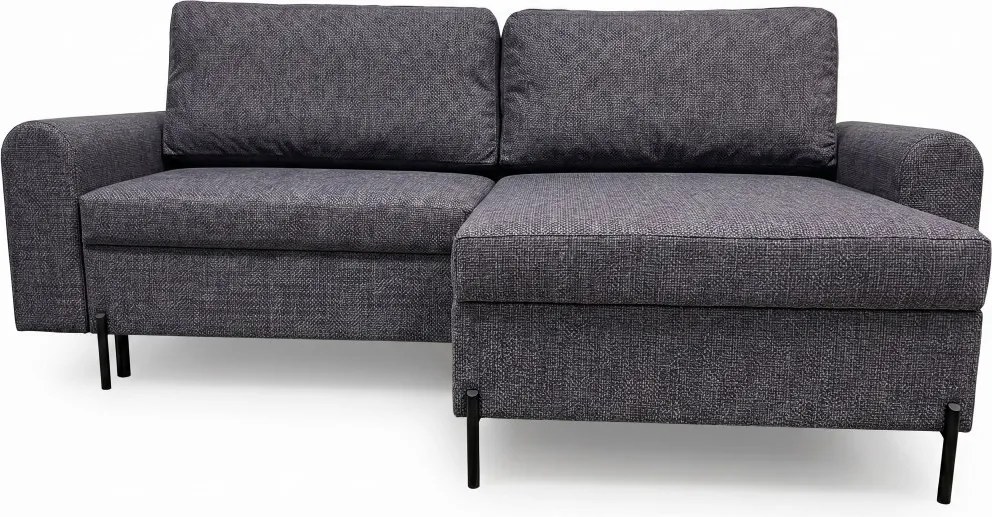 Rohová rozkládací sedací souprava do L PORTINE, 245 cm, s úložným prostorem Roh pohovky: Levý roh, Barva látky Sawana: Šedo-hnědá (Sawana 11)