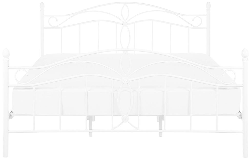 Bílá zdobená kovová postel 180x200 cm ANTLIA Beliani