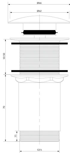 OMNIRES A716BR - Umyvadlová výpusť CLICK-CLACK pr. 6,6 cm kartáčovaná bronzová