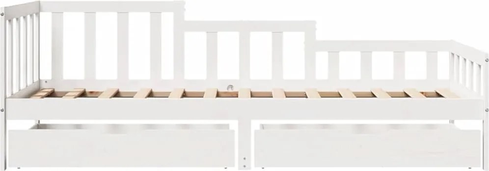 Válenda se zásuvkami bílá 80 x 200 cm masivní borovice 3302099