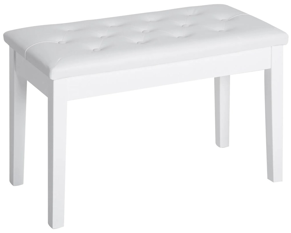 HOMCOM klavírní stolička ve venkovském stylu Klavírní lavice s úložným prostorem z kaučukového dřeva a imitace kůže, bílá, 76 x 36 x 50 cm pro milovn…