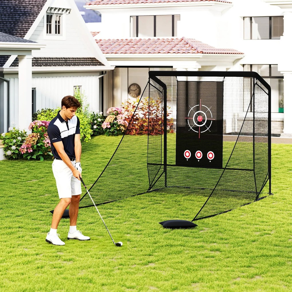 Costway Golfová síť Golfová tréninková síť s terčem, skládacími bočními díly