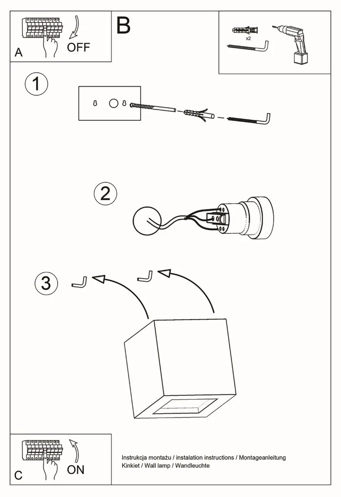 Sollux Lighting Nástěnné svítidlo keramické LEO Černá
