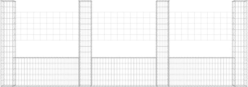Gabionový koš ve tvaru U se 4 sloupky železo 380 x 20 x 150 cm 151284