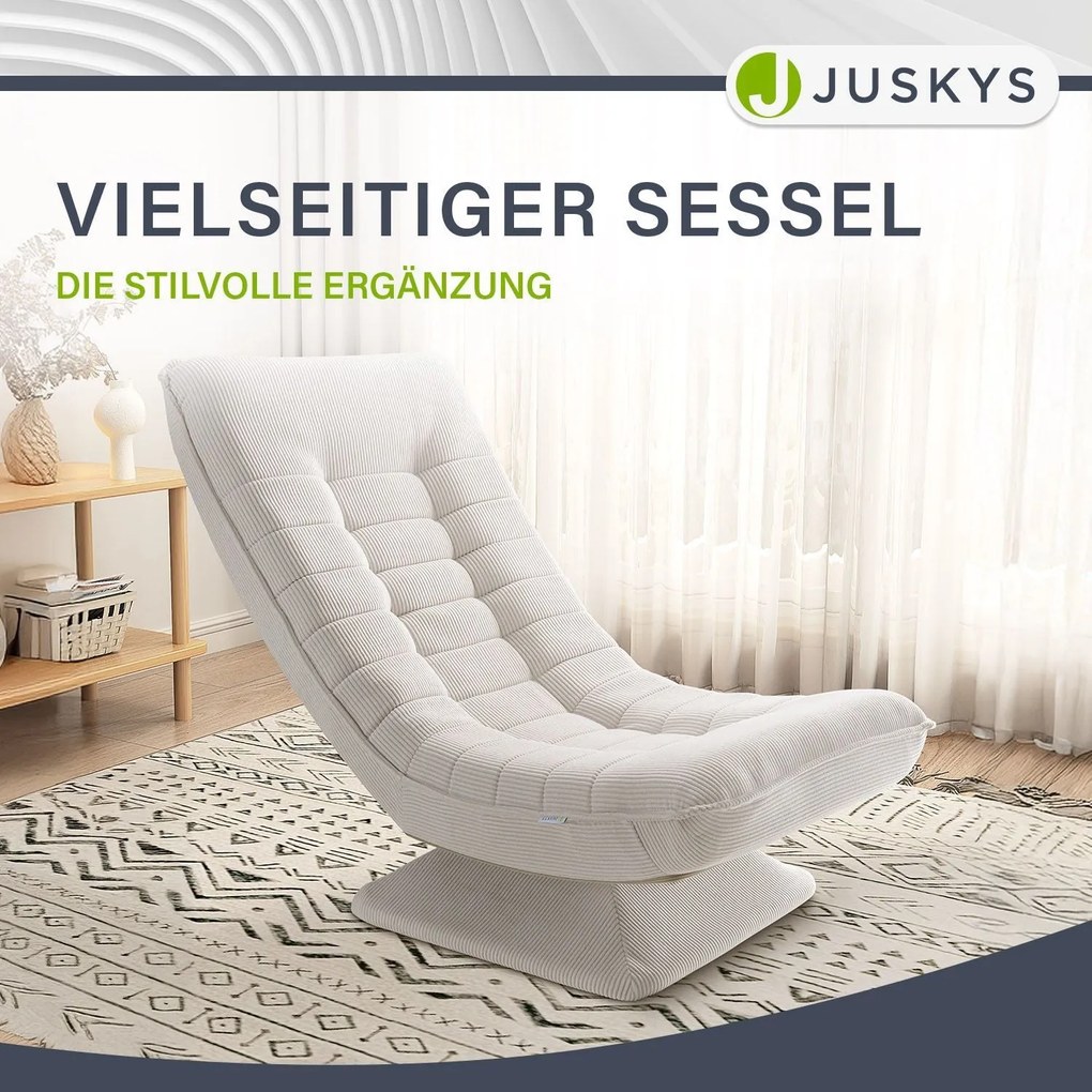 Juskys Relaxační křeslo Korsika s manšestrovým potahem Barva: béžová