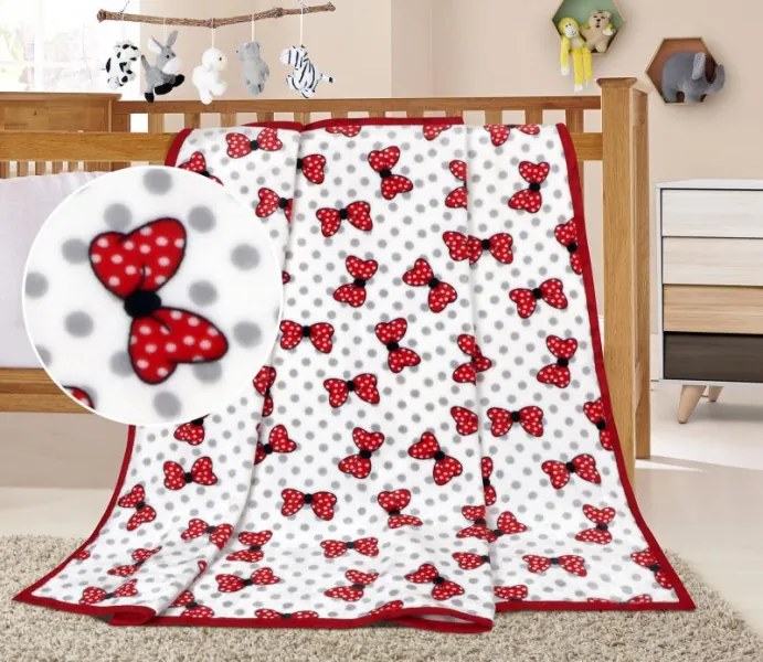 Bellatex Dětská deka ELLA 100x150 cm Mašle Červená