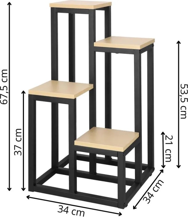 Kovový stojan na květiny 68 cm SPRINGOS BOTANIQ světle hnědý