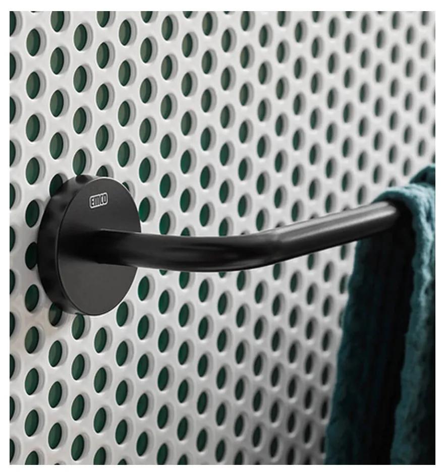 Emco Round - Držák na ručník 800 mm, montáž pomocí lepení nebo vrtání, černá 436013380