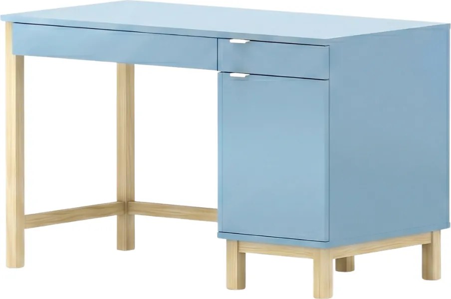Dětský psací stůl MODEL se šuplíky a skříňkou Zvolte barvu: Světle modrá s bílým úchytem, Zvolte rozměr: 100x60 cm, Zvolte stranu: Levá