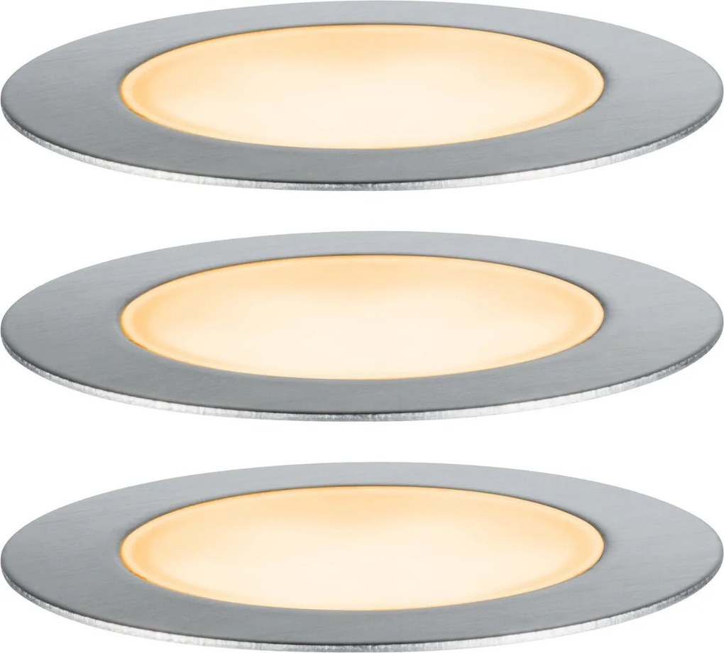 P 94722 Plug & Shine LED zemní svítidlo Floor základní sada neláká hmyz IP67 2200K 3x2W 21VA stříbrná - PAULMANN