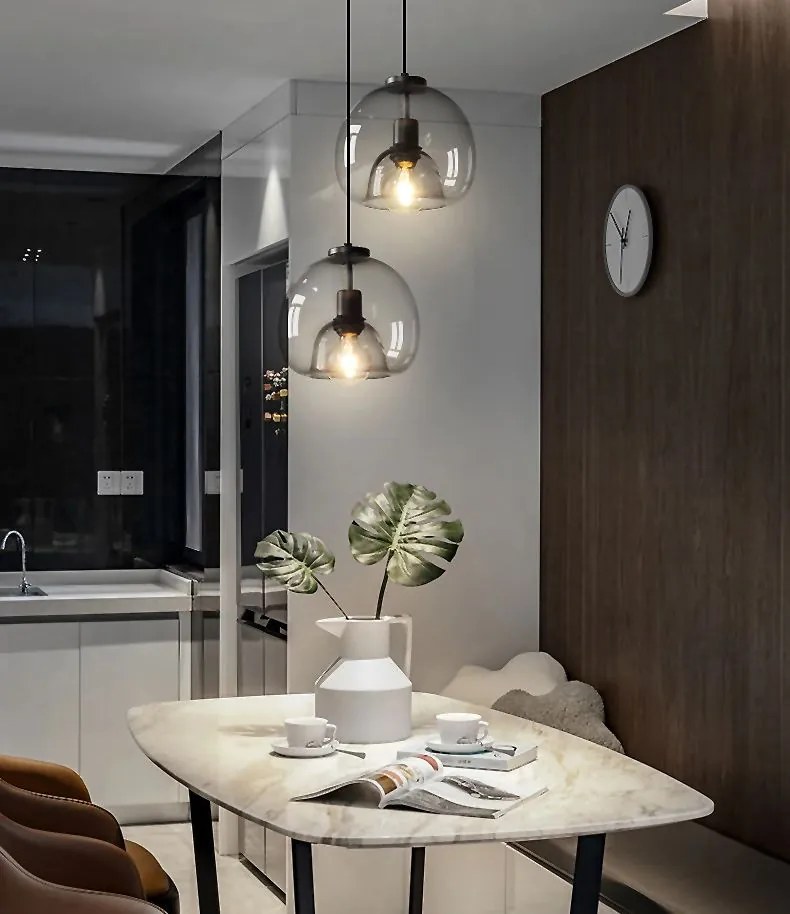Toolight - závěsná skleněná svítilna s kouřového skla E27 60W APP1027-1CP, černá, OSW-01154