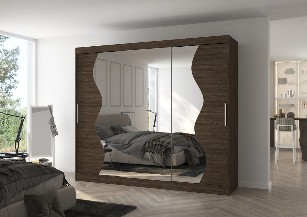 ADRK Furniture Skříň s posuvnými dveřmi a zrcadlem SHARON 250 ADRK-SW-SHA-CH-250
