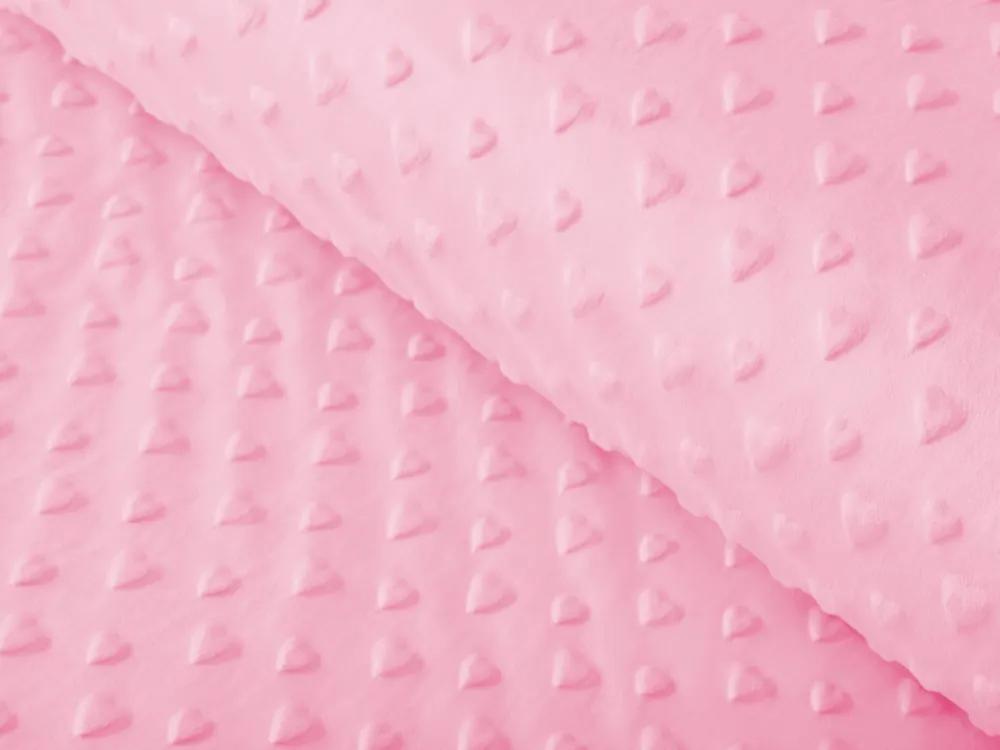 Biante Dětský povlak na polštář Minky 3D srdíčka MKS-003 Světle růžový 40 x 60 cm