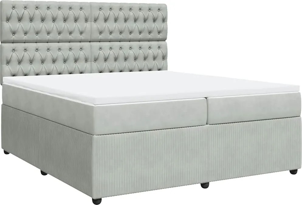 Box spring postel s matrací světle šedá 200x200 cm samet 3294736