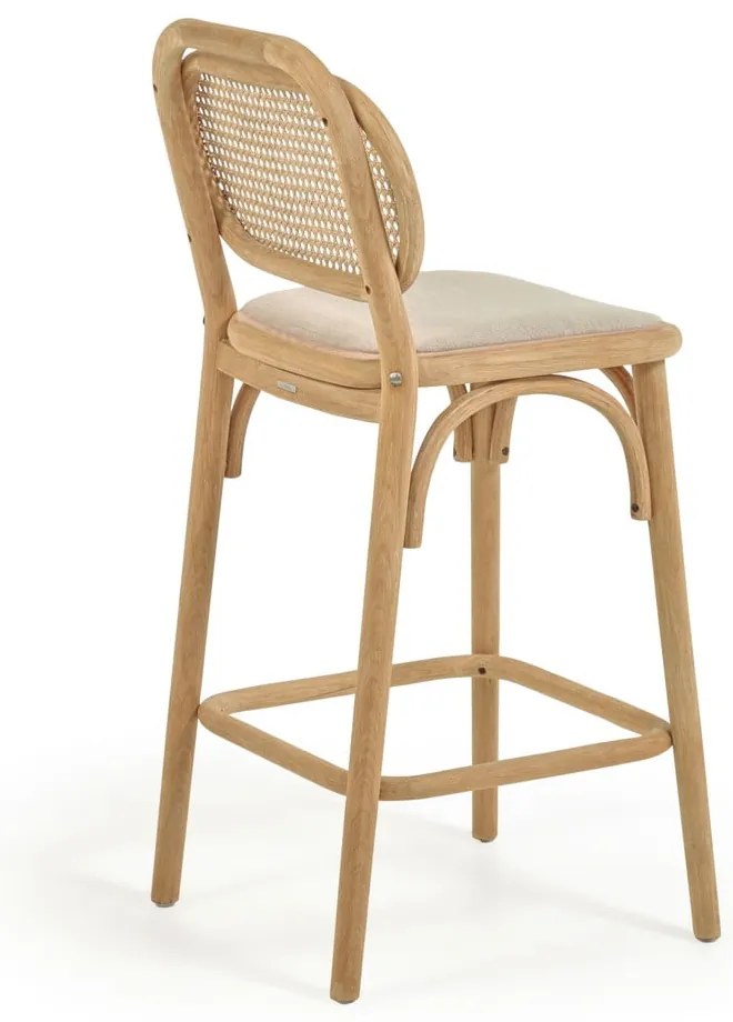 Barová židle z dubového dřeva v přírodní barvě (výška sedáku 65 cm) Doriane – Kave Home
