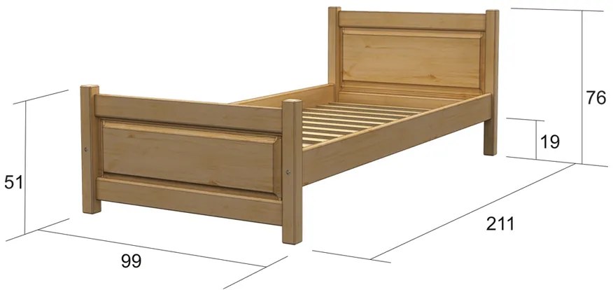 Via-nábytek Postel NIKOLAS masiv borovice 160 x 200 Povrchová úprava postele: Borovice (bez laku)