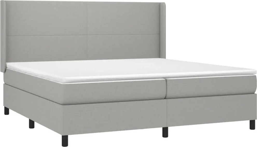 Box spring postel s matrací a LED světle šedá 200x200 cm textil 3138181