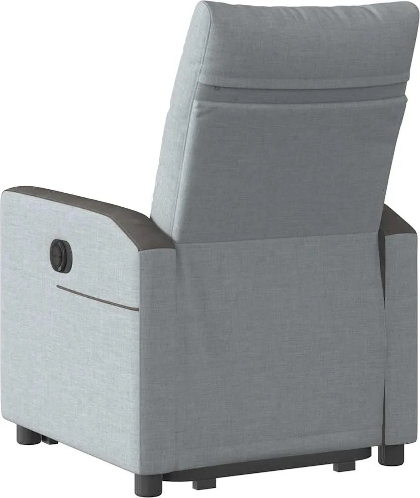 Elektrické zvedací polohovací křeslo světle šedé textil 3324066