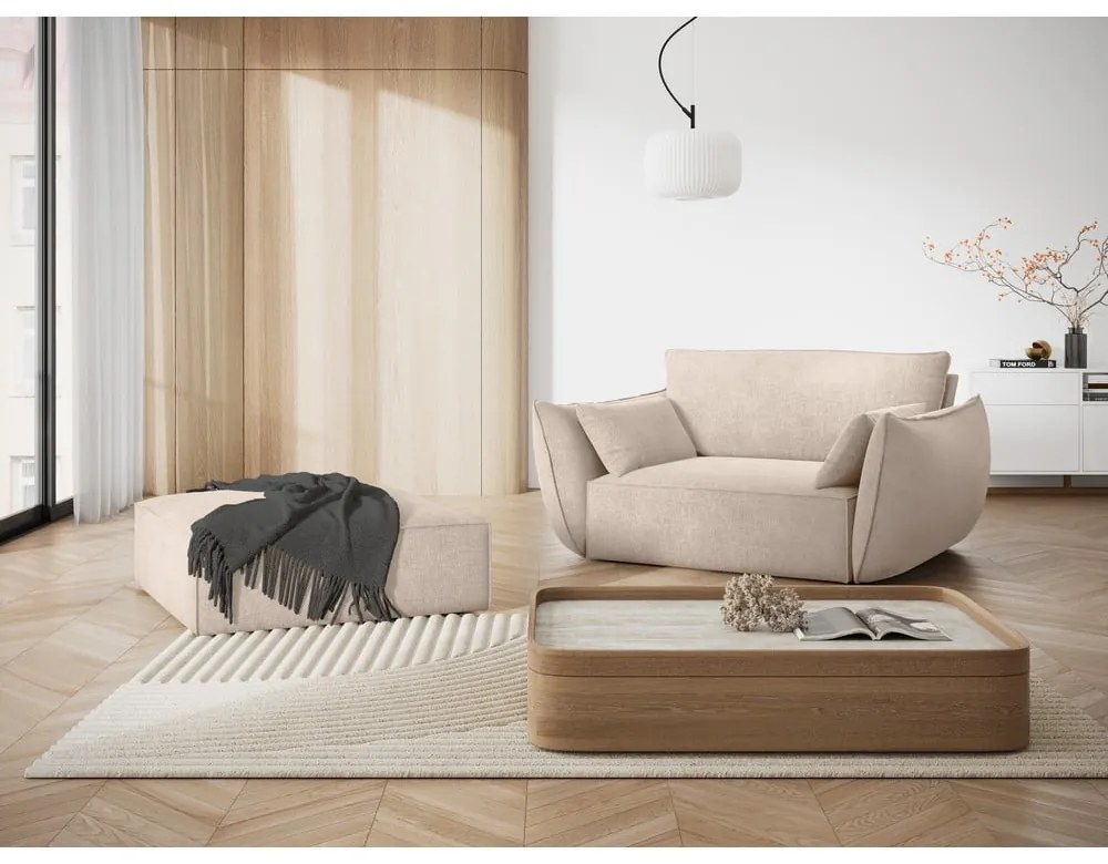 Béžová žinylková podnožka Vanda – Mazzini Sofas