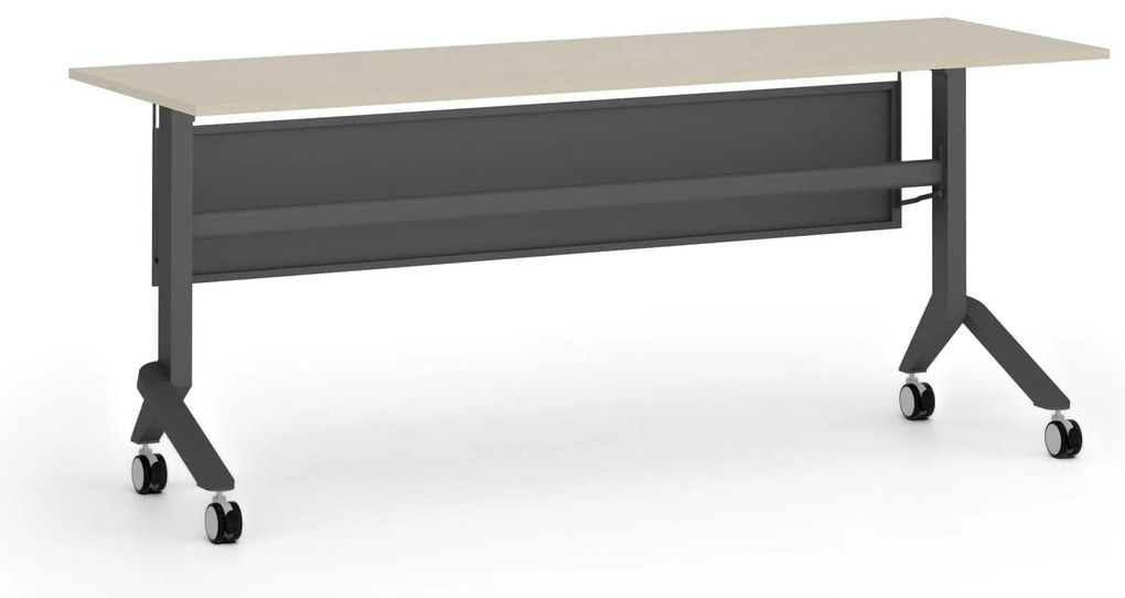 Mobilní stůl PRIMO MOVE, 180x60 cm, černá podnož, bříza