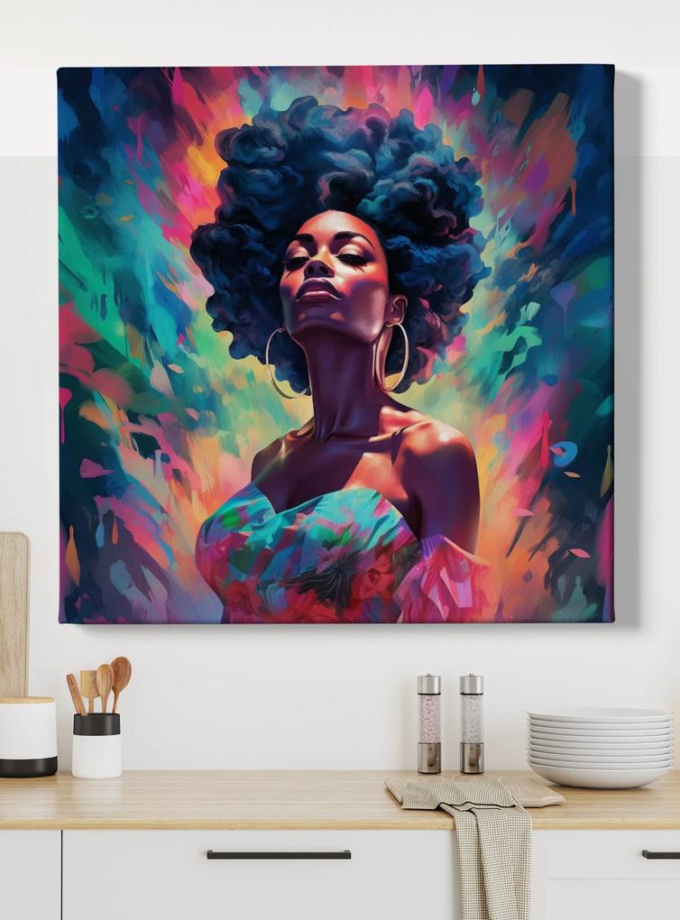 Obraz na plátně - Africká žena v šatech FeelHappy.cz Velikost obrazu: 100 x 100 cm