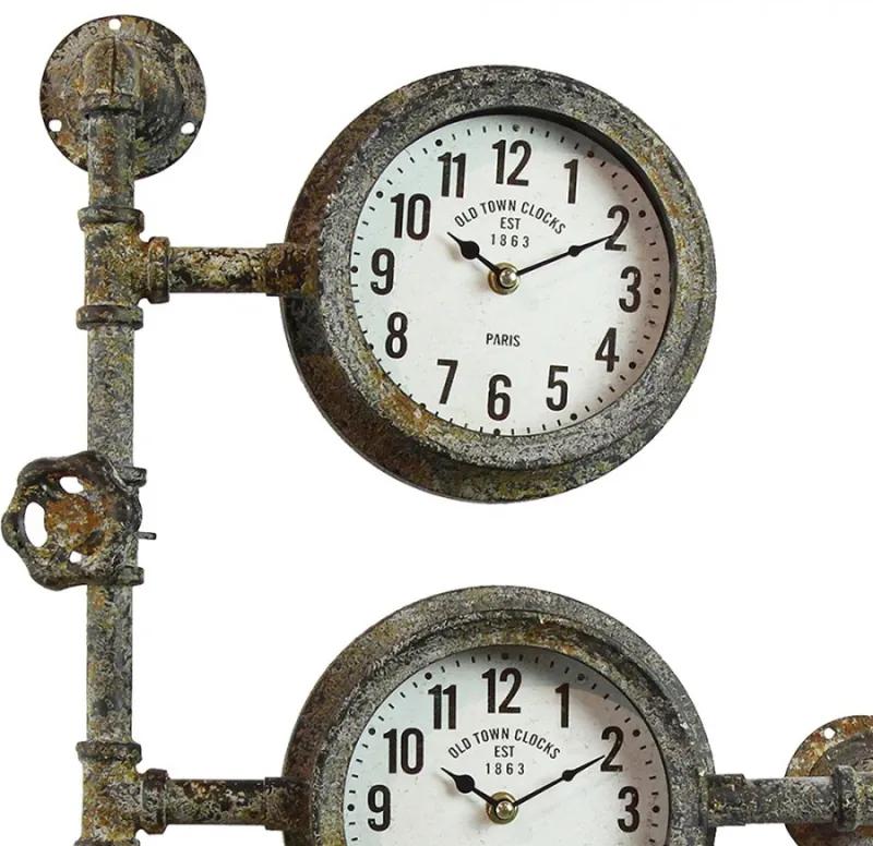 Industriální nástěnné hodiny s patinou – 41x16x69 cm