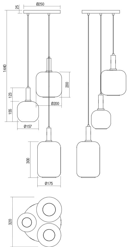 Smarter Závěsné svítidlo Brina se třemi stínidly, ø25cm