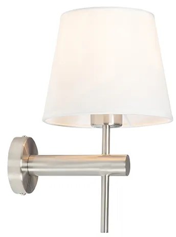 Moderní nástěnná lampa bílá s ocelí - Pluk