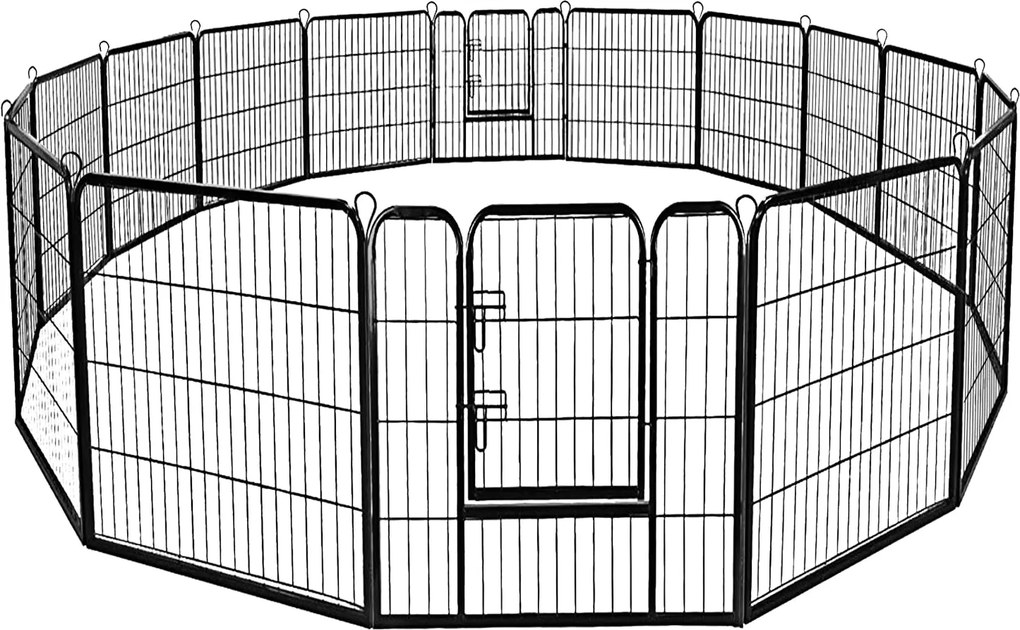 Costway 8dílná ohrádka pro štěně Puppy Fence Skládací Animal Metal, černý
