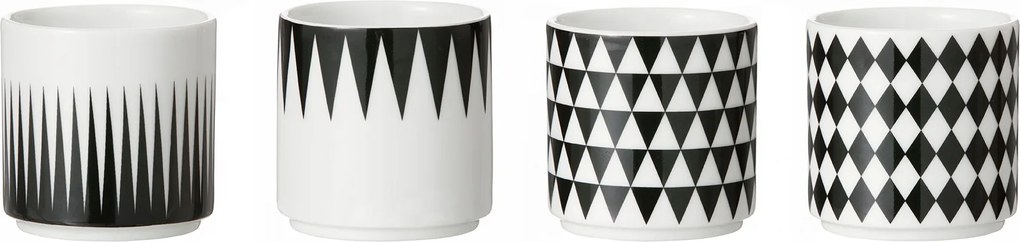Ferm Living Geometry Šálky na kávu Espresso 4 Ks Černobílé
